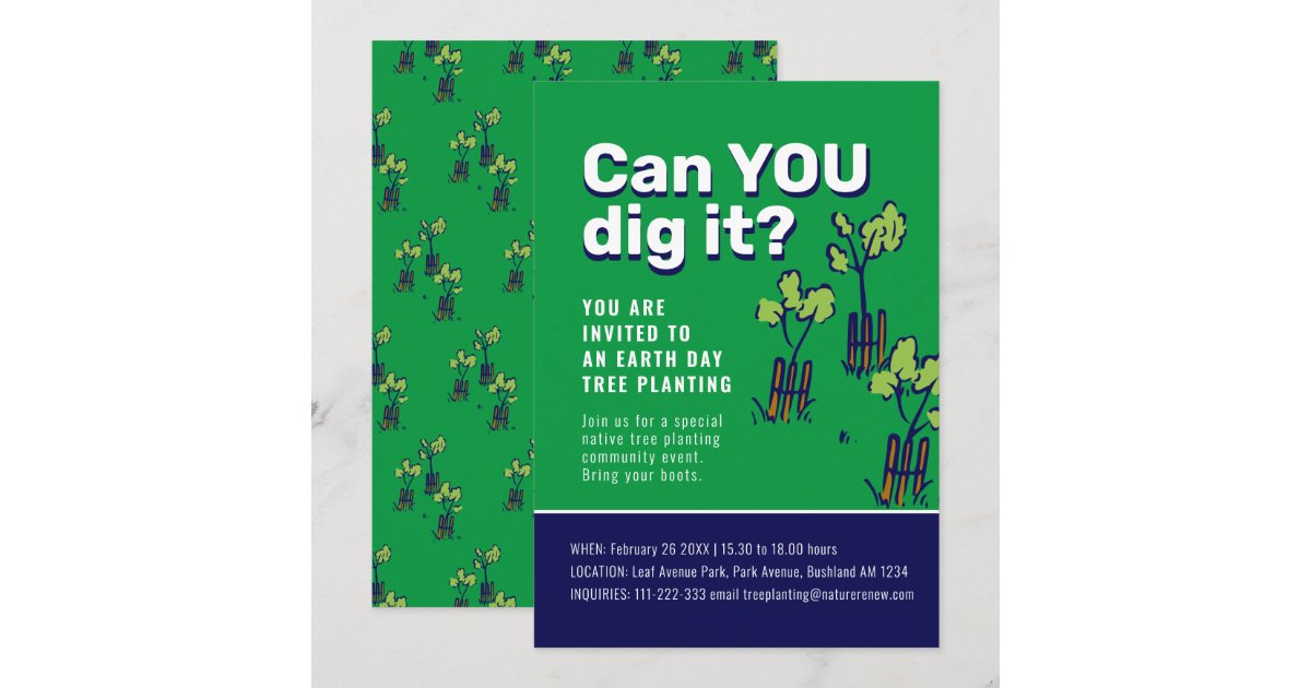 Can you dig it tree planting event earth day invitation | Zazzle