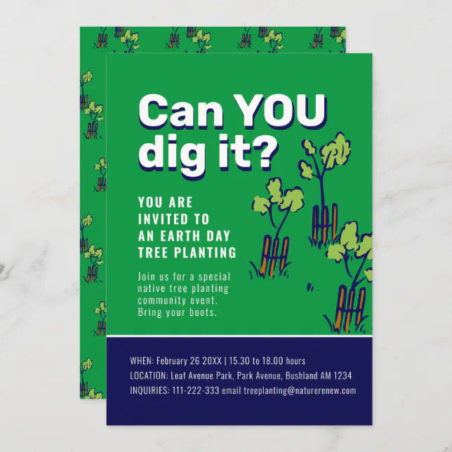 Can you dig it tree planting event earth day invitation | Zazzle