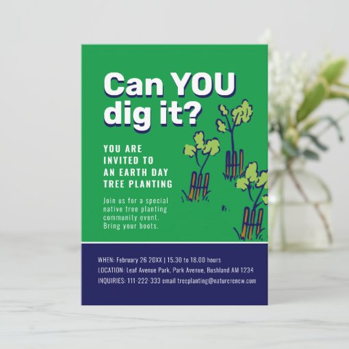 Can you dig it tree planting event earth day invitation | Zazzle