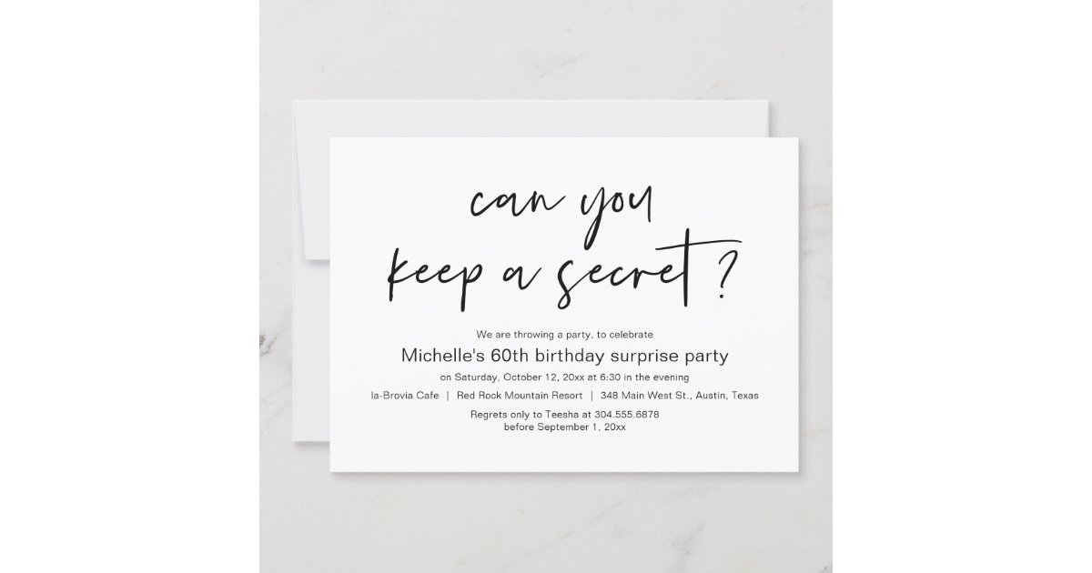 Can You Keep A Secret, Surprise Birthday Party Invitation | Zazzle