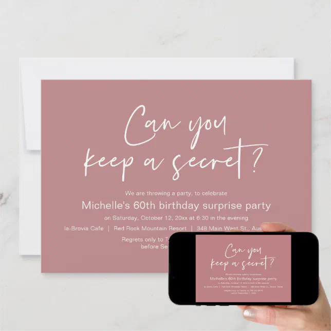 Can You Keep A Secret, Surprise Birthday Party Invitation | Zazzle