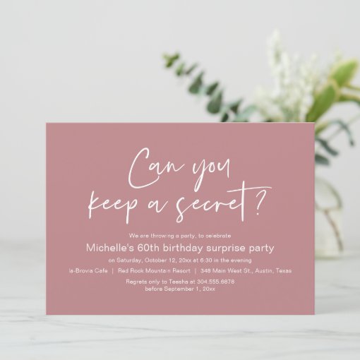 Can You Keep A Secret, Surprise Birthday Party Invitation | Zazzle