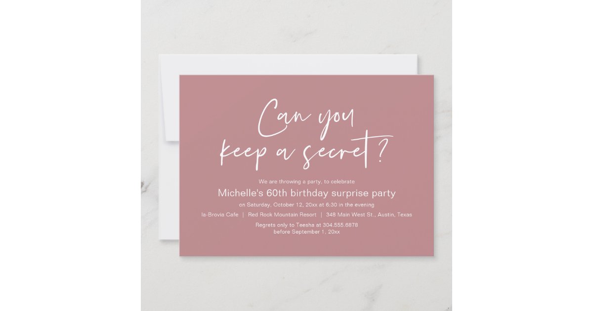 Can You Keep A Secret, Surprise Birthday Party Invitation | Zazzle