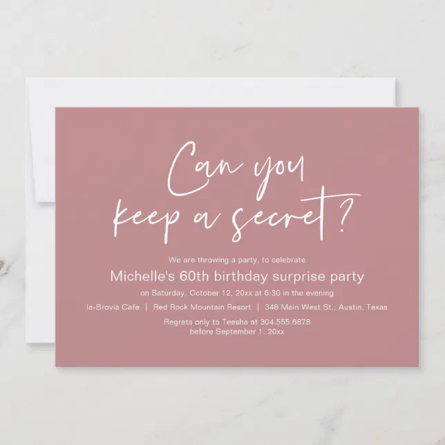 Can You Keep A Secret, Surprise Birthday Party Invitation | Zazzle