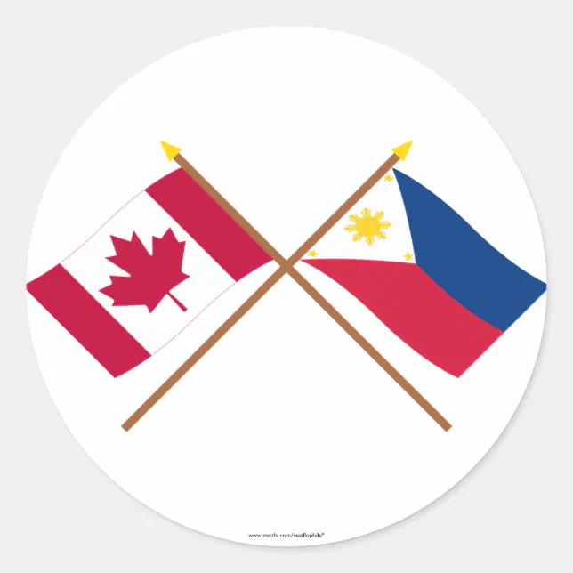 Canada and Philippines Crossed Flags Classic Round Sticker | Zazzle