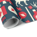 Canada Canadian Christmas Winter Moose Pattern Wrapping Paper | Zazzle