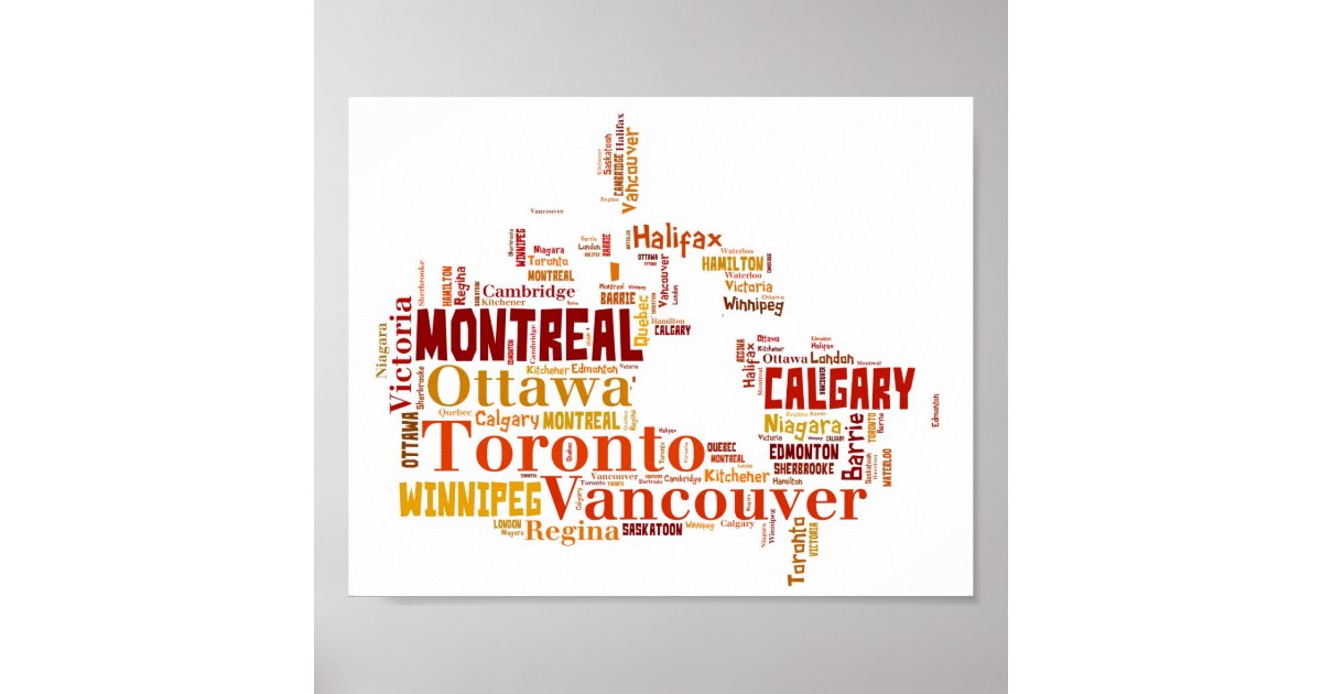 Canada Cities Word Art Poster | Zazzle