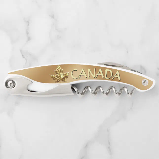 Canada Corkscrew Gold Canada Custom Bottle Opener | Zazzle