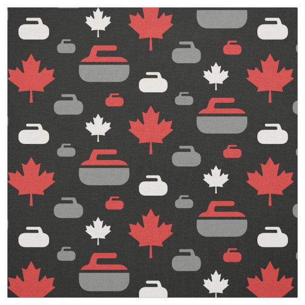 Red, White and Blue Curling Rocks Fabric | Zazzle