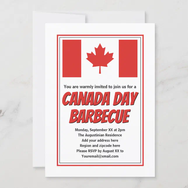 Canada Day BBQ Barbecue Invitation | Zazzle