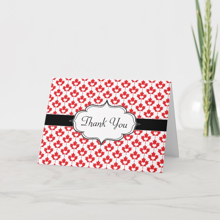 Canada Day Canadian Maple Leaf and Heart Thank You Card | Zazzle