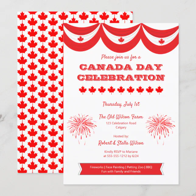 Canada Day Celebration Holiday Party Invitation | Zazzle