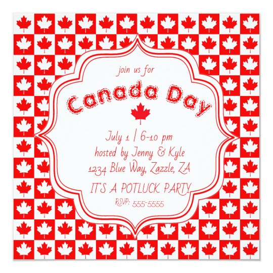 Canada Day Checkerboard Invitation | Zazzle.com