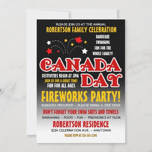 Canada Day Family Celebration Invitation | Zazzle