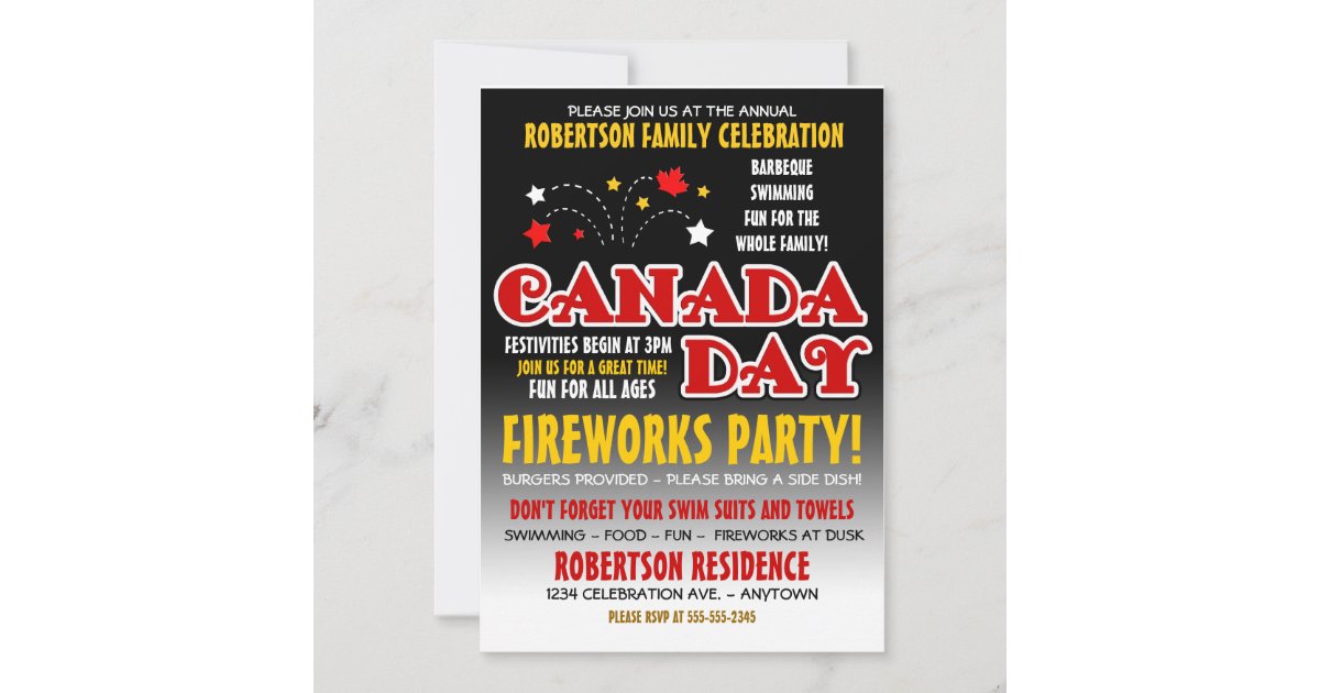 Canada Day Family Celebration Invitation | Zazzle