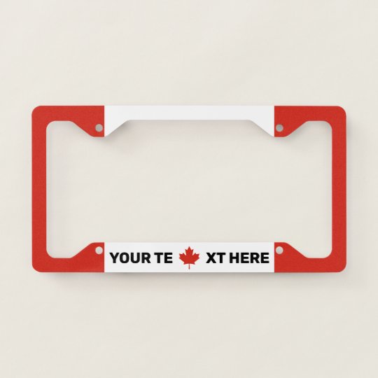 Canada Flag Black Text Personalized License Plate Frame | Zazzle.com