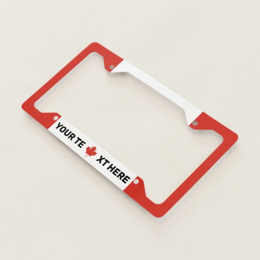 Canada Flag Black Text Personalized License Plate Frame | Zazzle