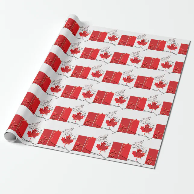CANADA FLAG | Canadian Map | Maple Leaf Wrapping Paper | Zazzle