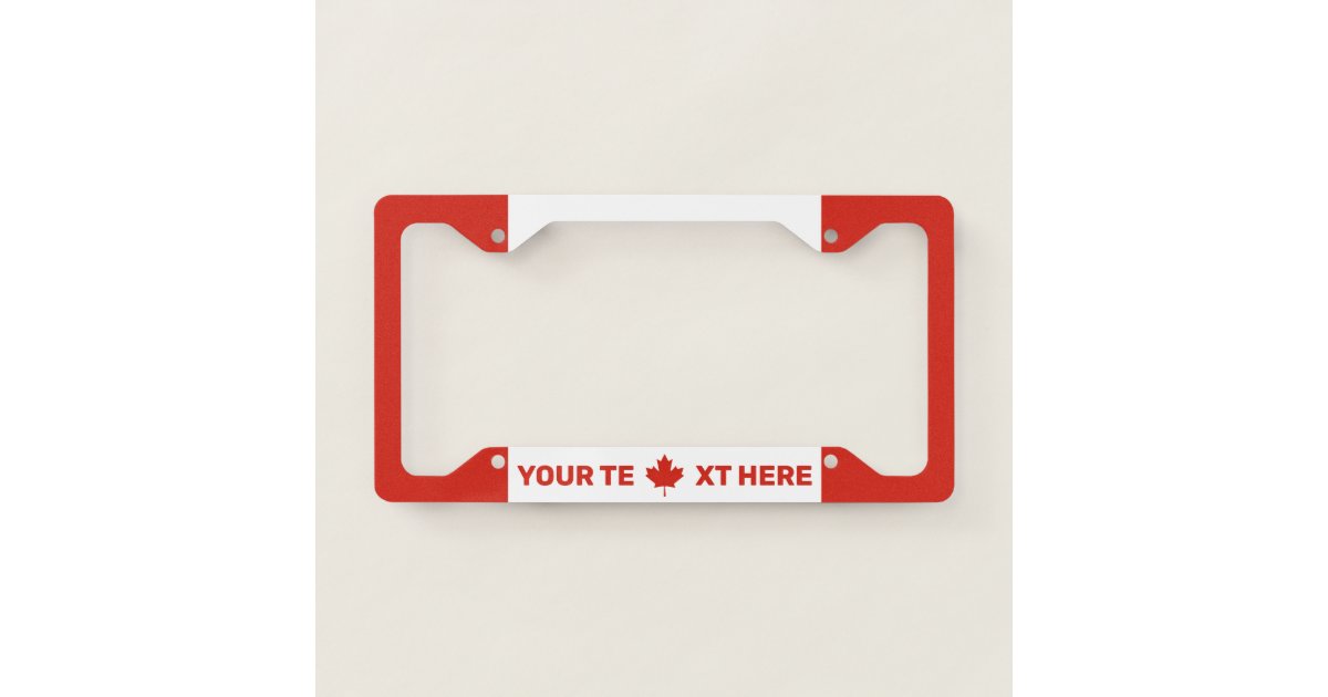 Canada Flag Red Text Personalized License Plate Frame | Zazzle