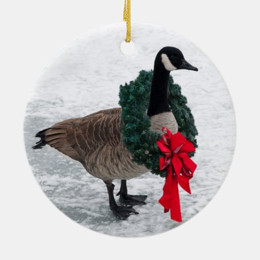 Canada Goose with Wreath ornament | Zazzle