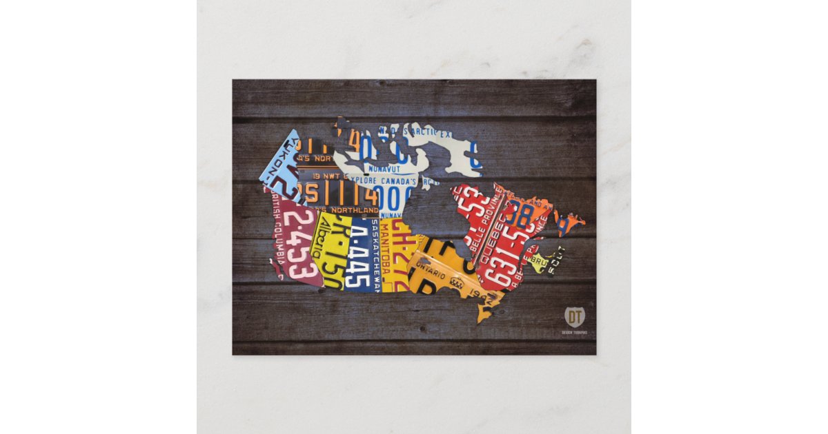 Canada License Plate Map Postcard | Zazzle