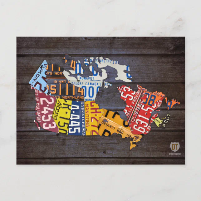 Canada License Plate Map Postcard | Zazzle
