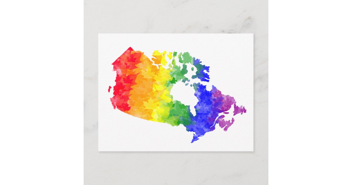 Canada Maple Leaf Rainbow Pride postcard | Zazzle