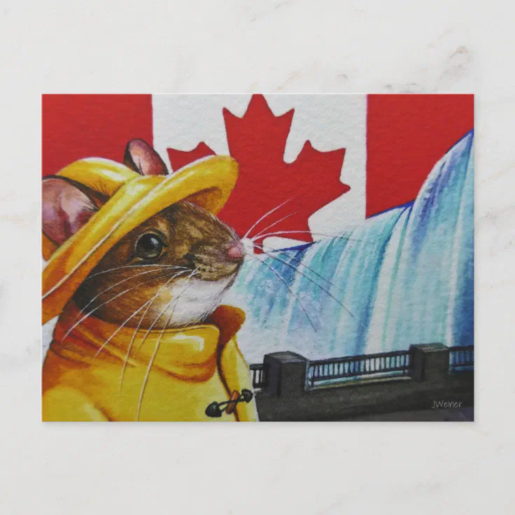 Canada Mouse at Niagara Falls Watercolor Art Postcard | Zazzle