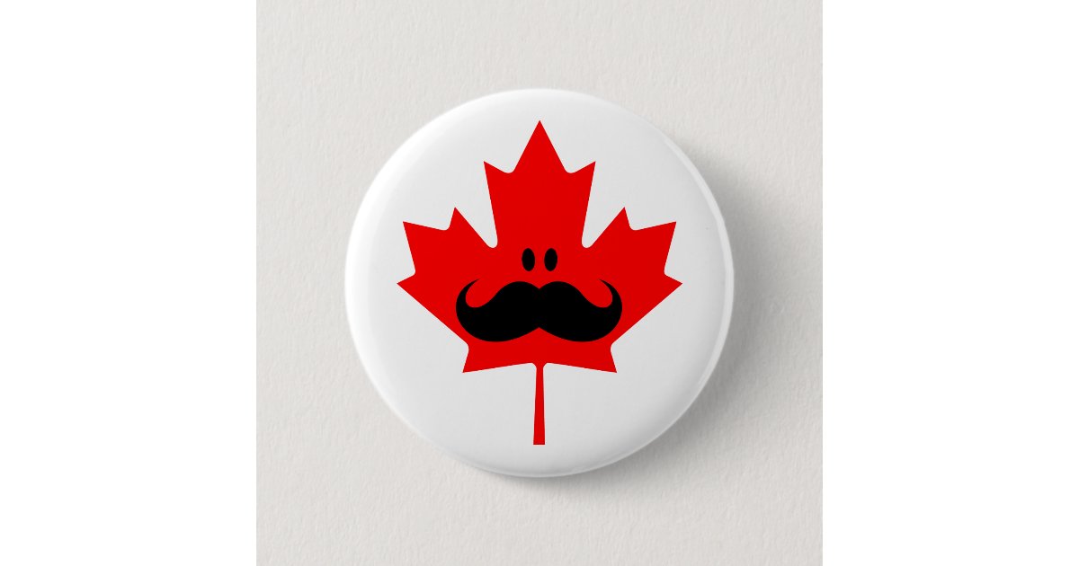 Canada Mustache - A mustache on red maple Button | Zazzle