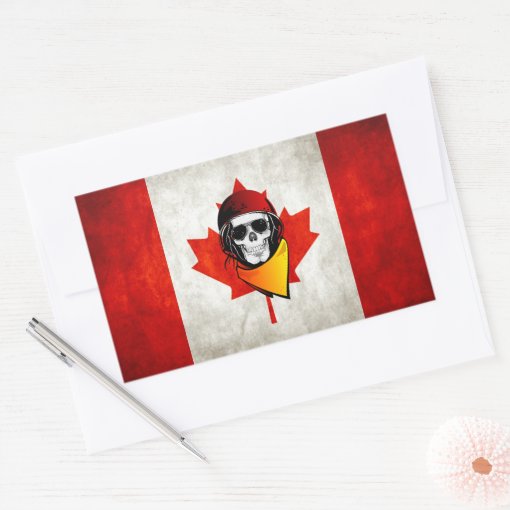 Canada Rebel Skull Distressed Canadian Flag Rectangular Sticker | Zazzle