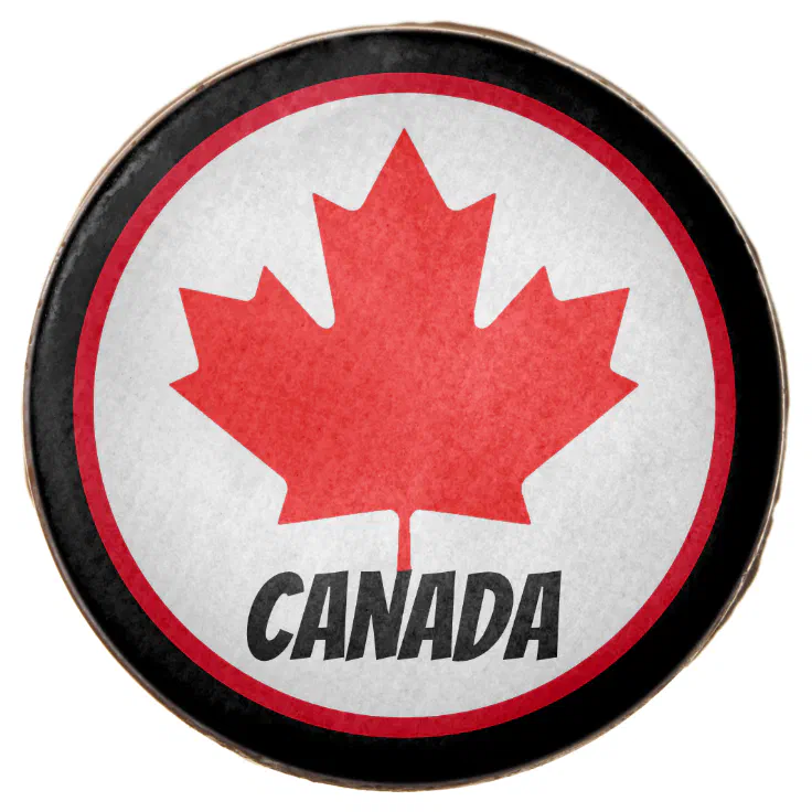 Canada Red Maple Leaf Canadian Hockey Puck Look Chocolate Covered Oreo ...