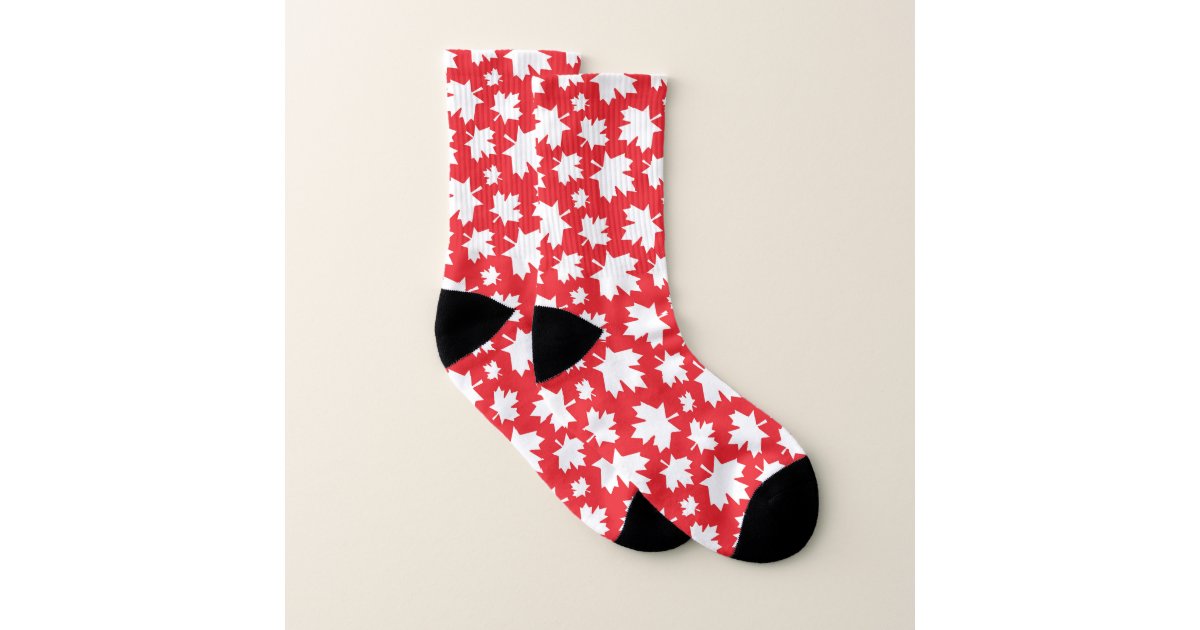 Canada Red White Maple Leaf Pattern Socks | Zazzle