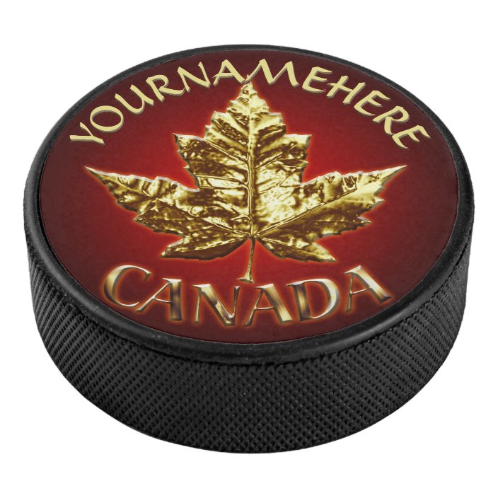 Canada Souvenir Hockey Puck Gold Medal Puck | Zazzle.com