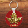 Canada Souvenir Key Chain Gold Chrome Maple Leaf | Zazzle