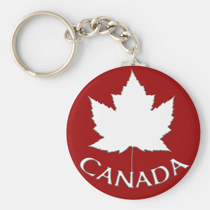 Canada Souvenir Key Chain Red & White Maple Leaf | Zazzle