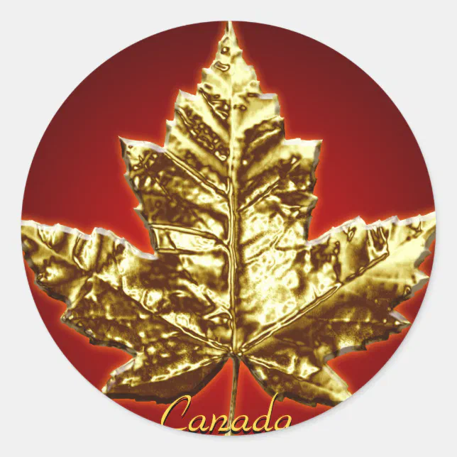 Canada Souvenir Stickers Gold Maple Leaf Stickers | Zazzle