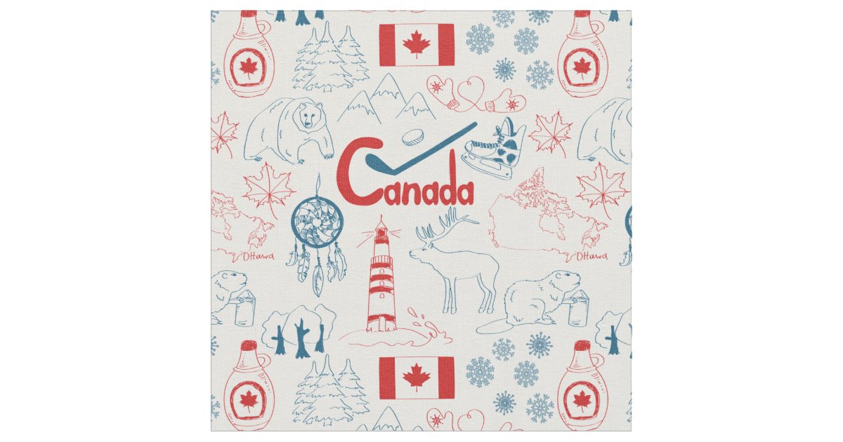 Canada | Symbols Pattern Fabric | Zazzle