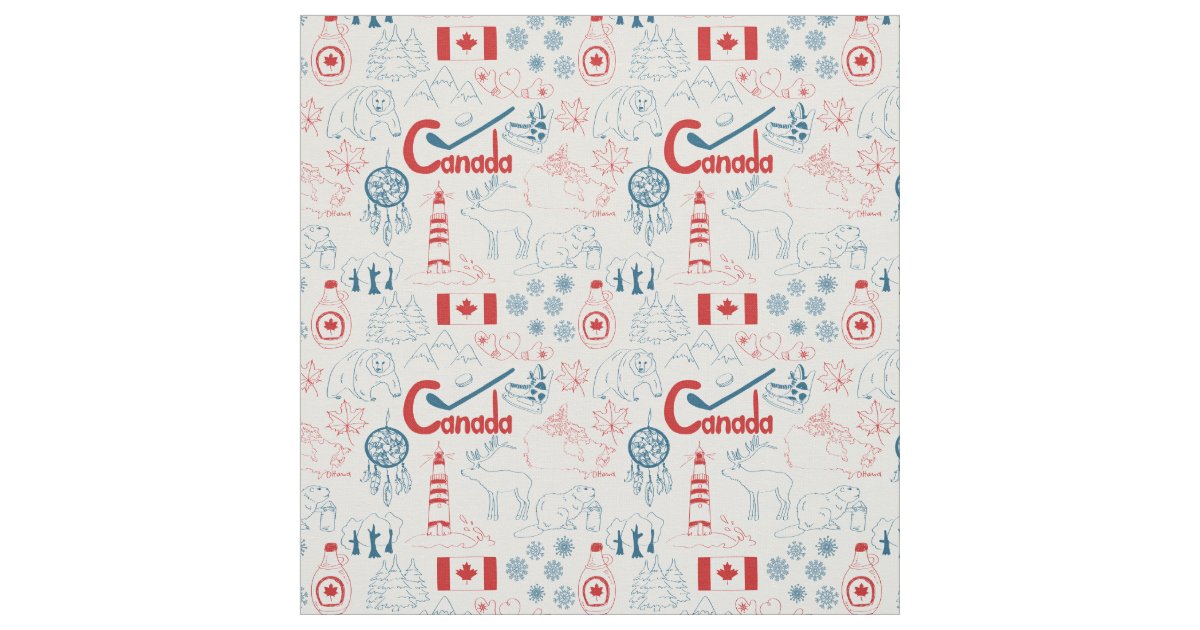 Canada | Symbols Pattern Fabric | Zazzle