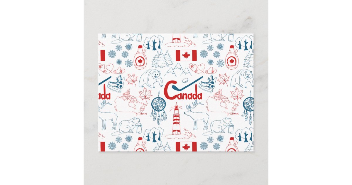 Canada | Symbols Pattern Postcard | Zazzle
