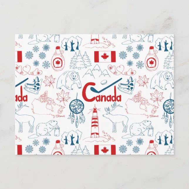 Canada | Symbols Pattern Postcard | Zazzle