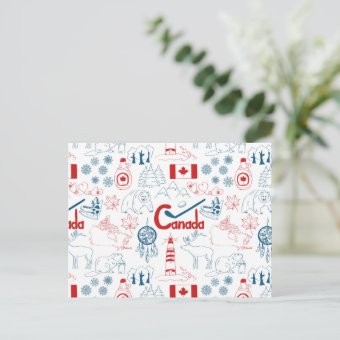 Canada | Symbols Pattern Postcard | Zazzle