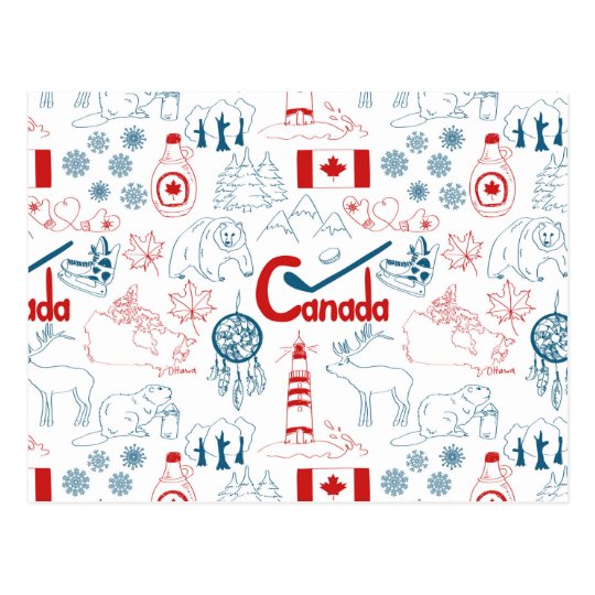 Canada | Symbols Pattern Postcard | Zazzle.com