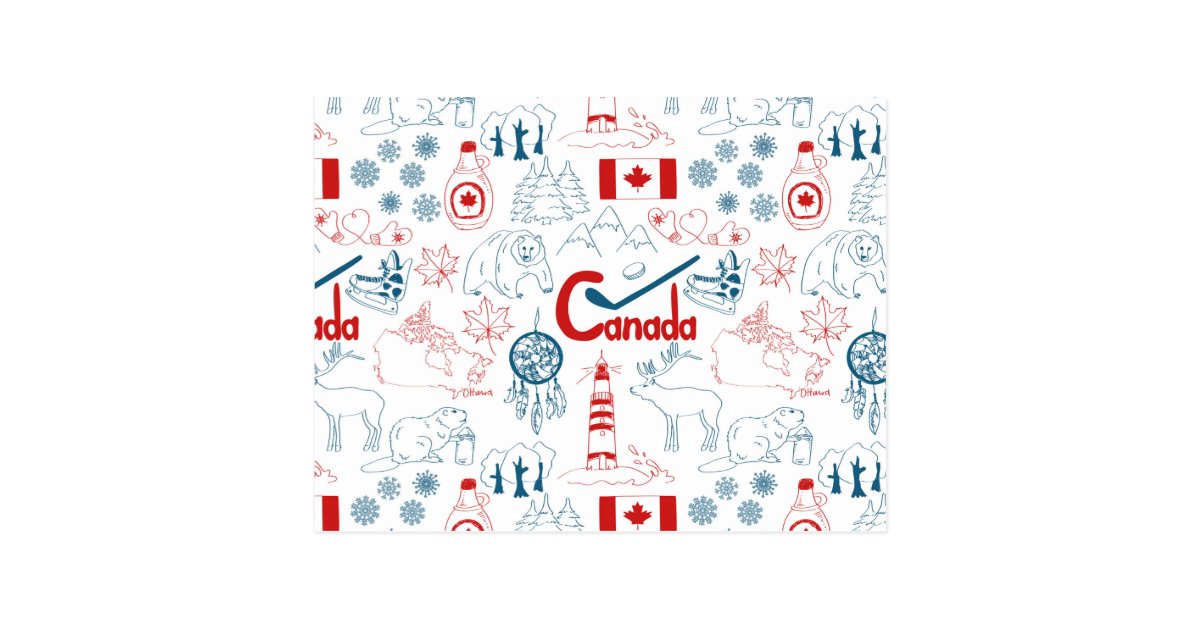 Canada | Symbols Pattern Postcard | Zazzle.com