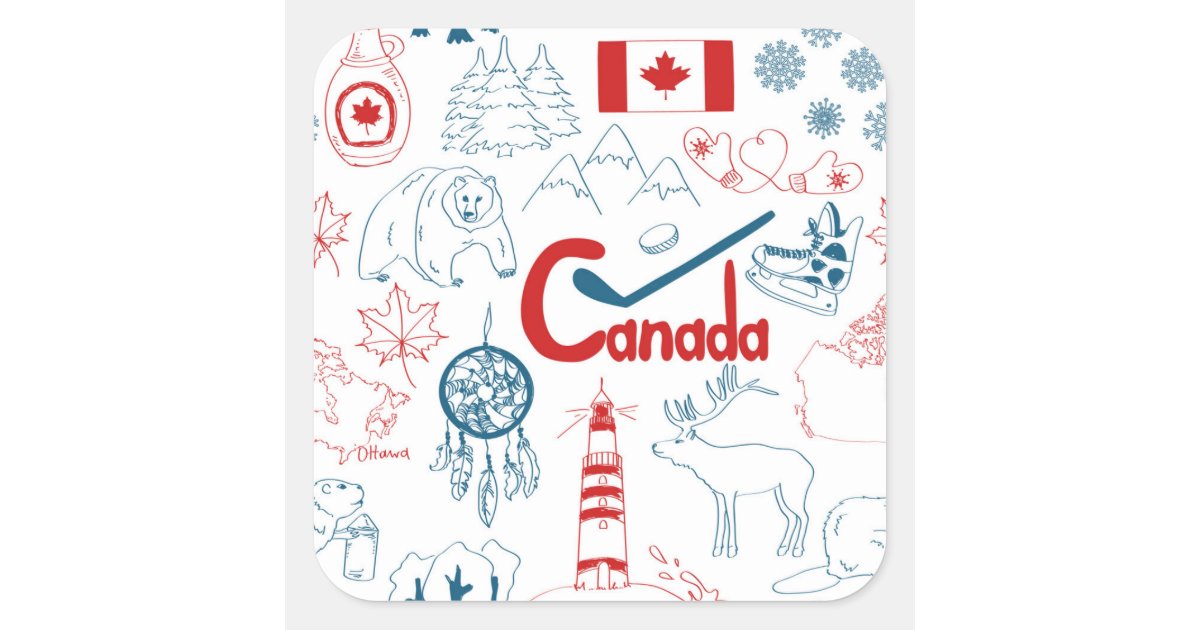 Canada | Symbols Pattern Square Sticker | Zazzle