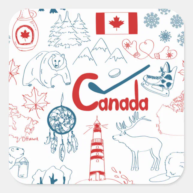 Canada | Symbols Pattern Square Sticker | Zazzle