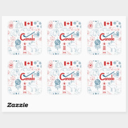 Canada | Symbols Pattern Square Sticker | Zazzle