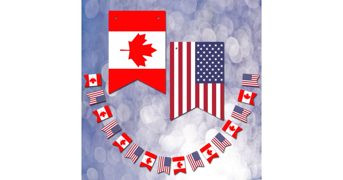 Canadian American Flags, Party banners Canada /USA | Zazzle