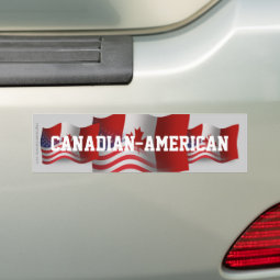 Canadian-American Waving Flag Bumper Sticker | Zazzle