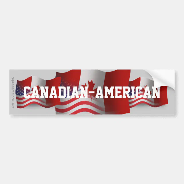 Canadian-American Waving Flag Bumper Sticker | Zazzle