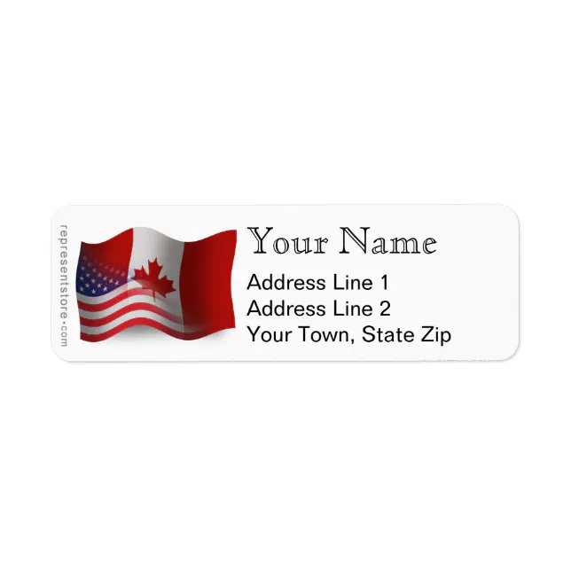 Canadian-American Waving Flag Label | Zazzle